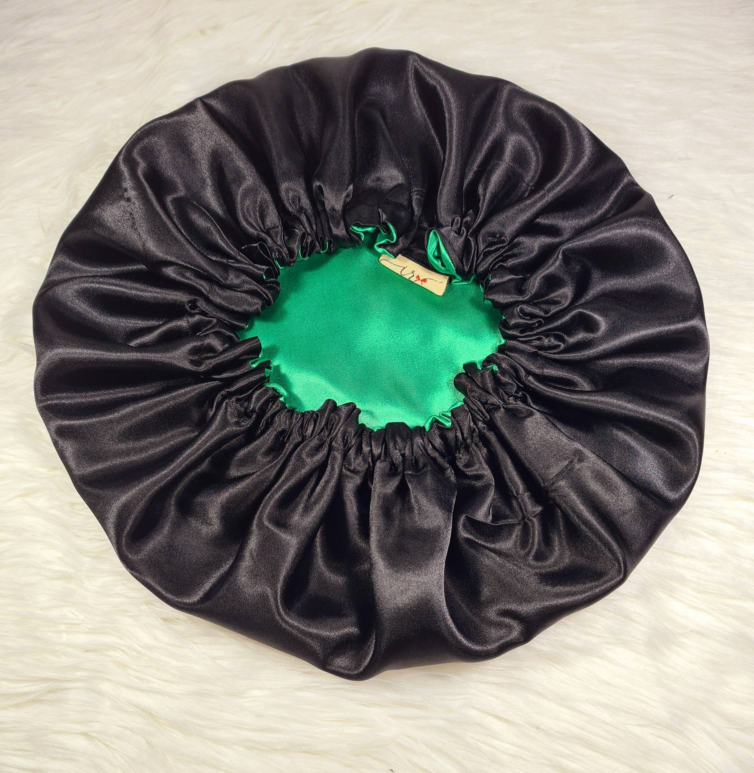 Green Reversible Satin Hair Bonnet Satin Elasticated, Sleep Hat Bonnet ...