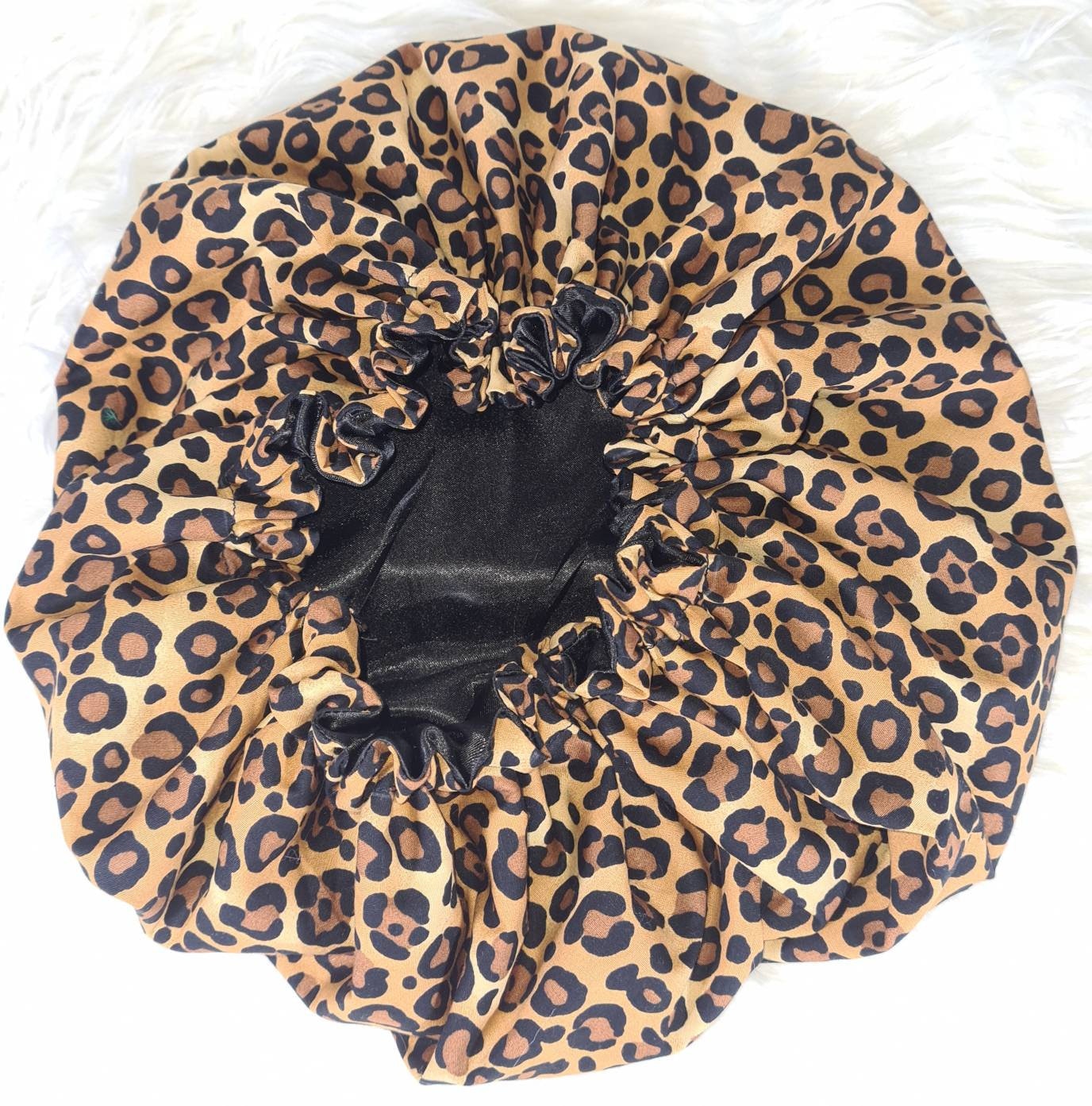Leopard Print Bonnet, Silky Satin Bonnet, Elasticated, Sleep Hat Bonnet ...