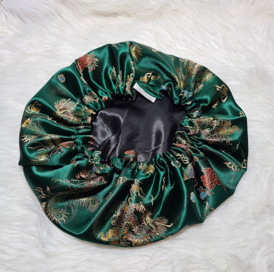 Green Chinese Print Satin Bonnet| Limited Edition - Etsy
