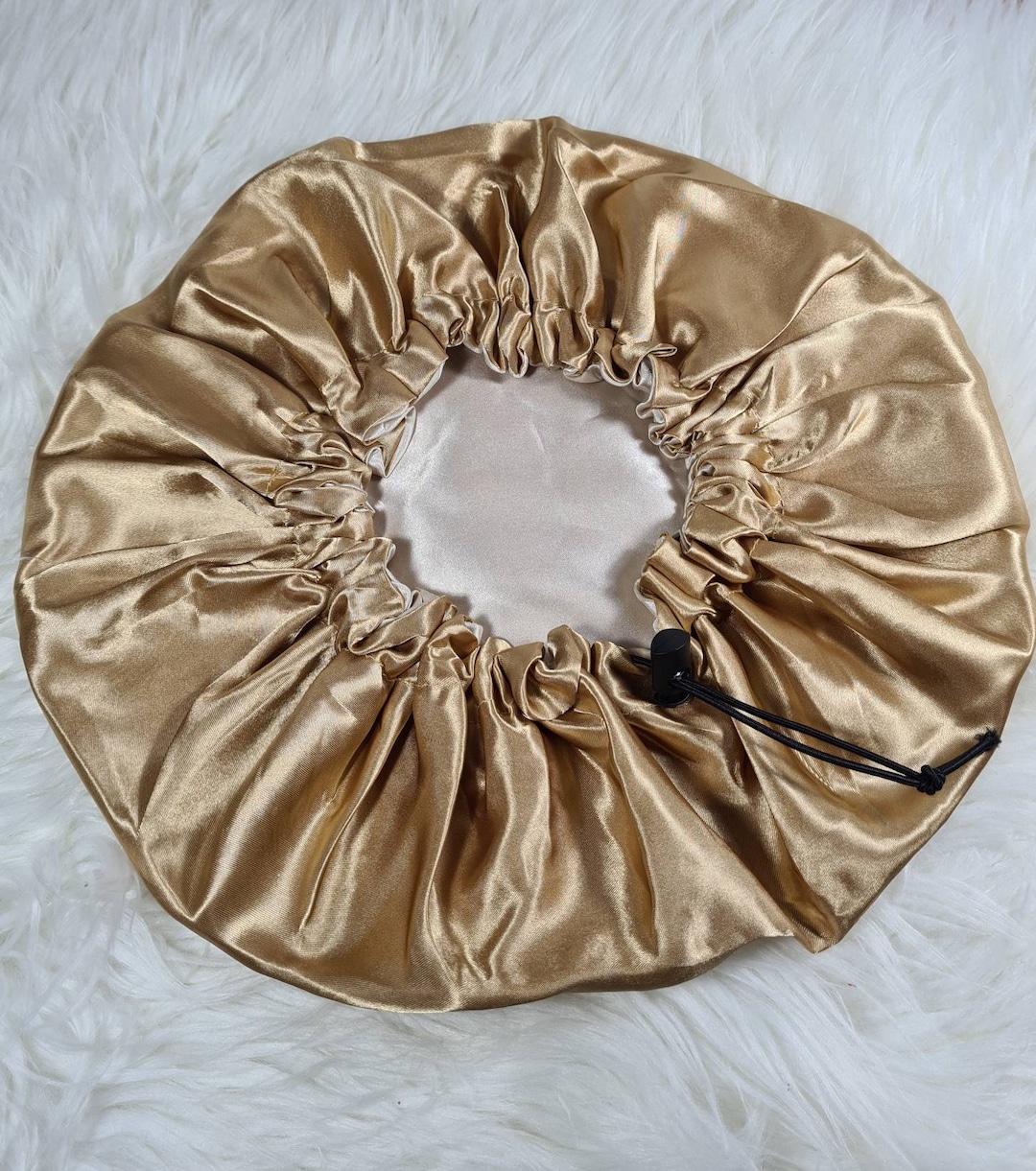 Gold Adjustable Drawstring Reversible Satin Hair Bonnet|satin ...