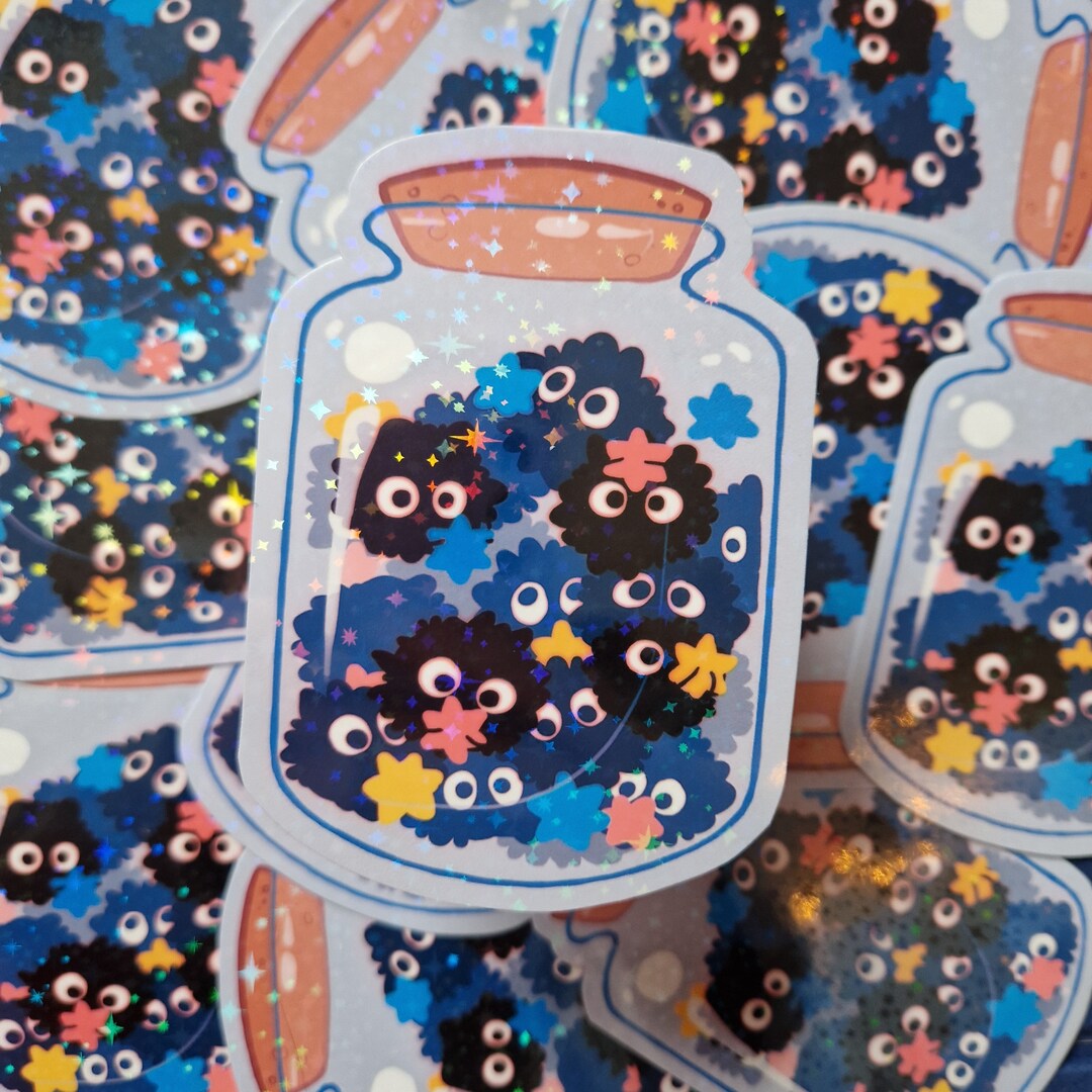 Soot Sprite Jar Holographic Vinyl Sticker - Etsy