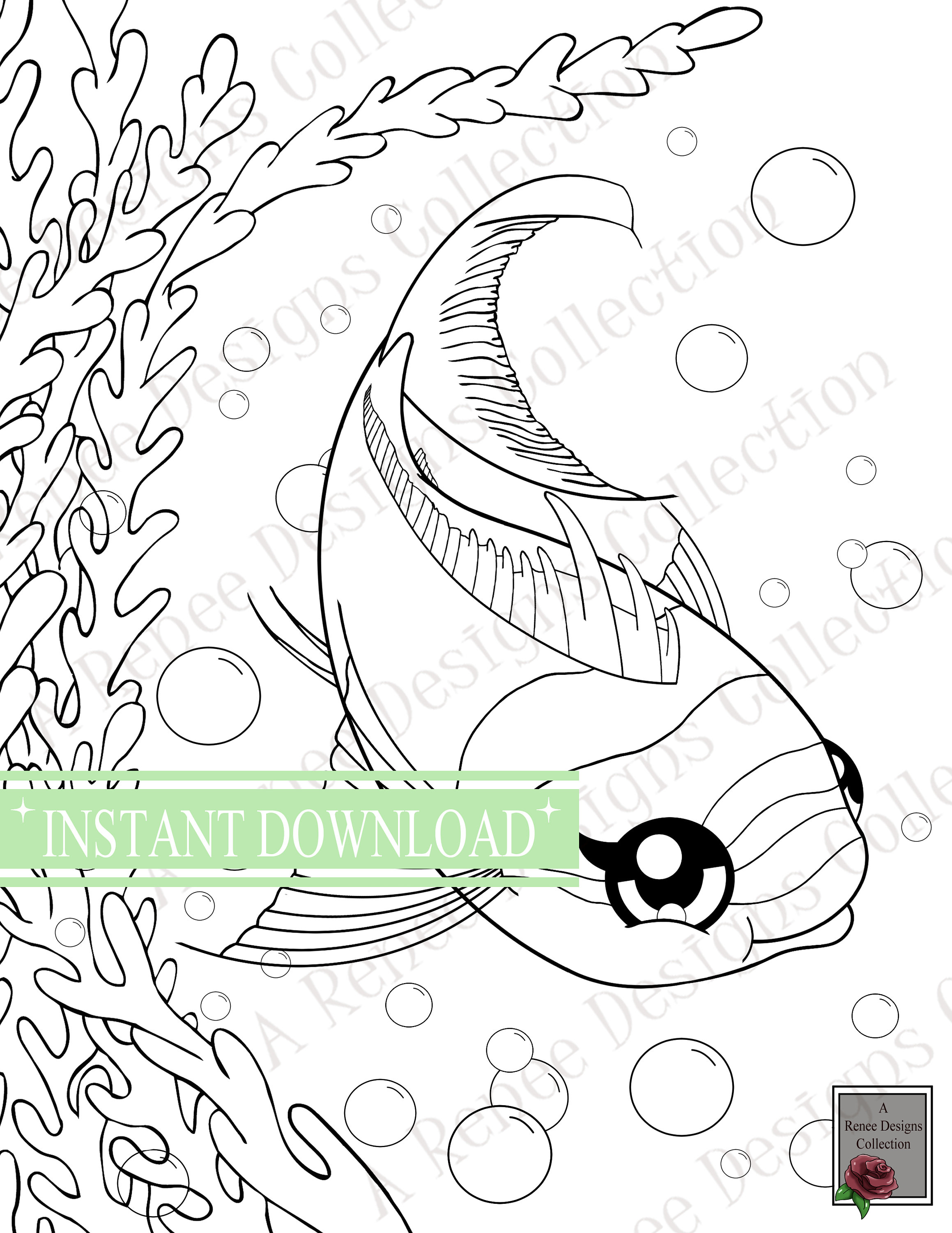 Realistic Tropical Fish Coloring Page