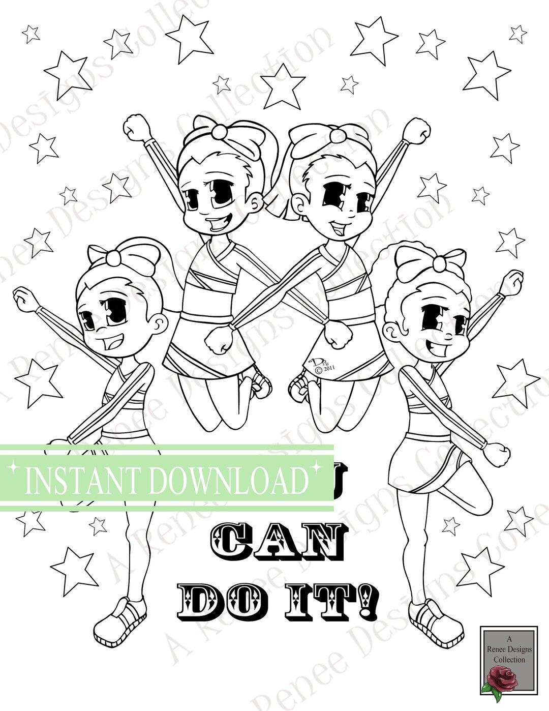 Cheerleader Coloring Page, Cheer Squad Sheet, Team Girl Drawing ...