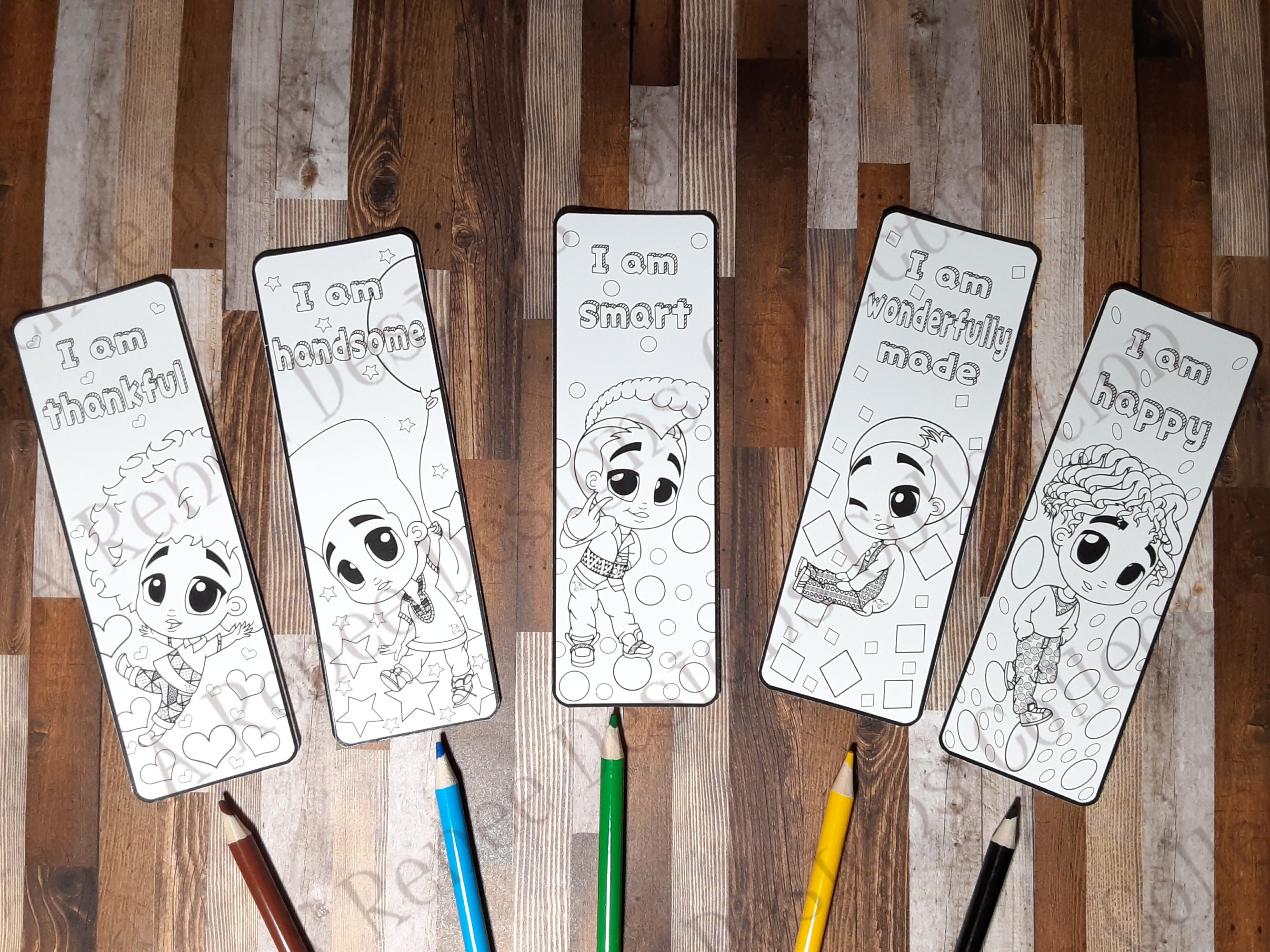 Black Boy Bookmarks Coloring on Cardstock Positive Words to - Etsy