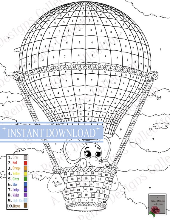 Hot Air Balloon Color By Number