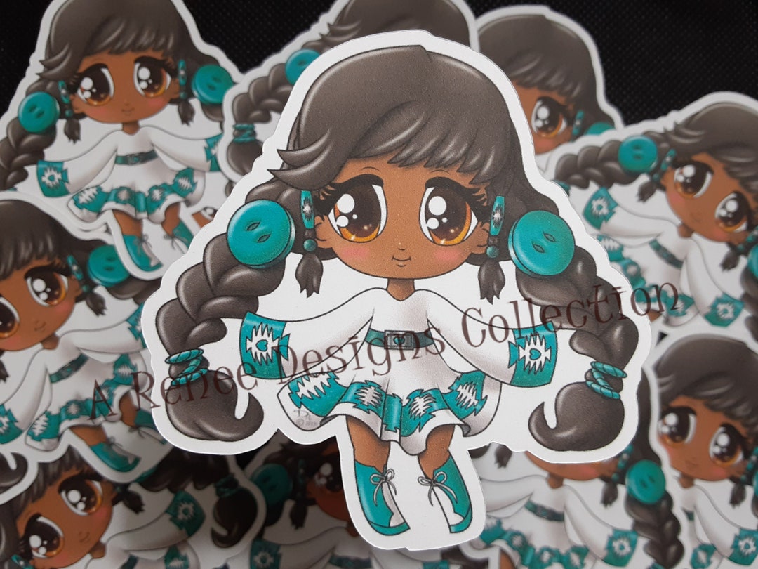 Native American Chibi Girl Die Cut Sticker With a Matte Finish. Have ...
