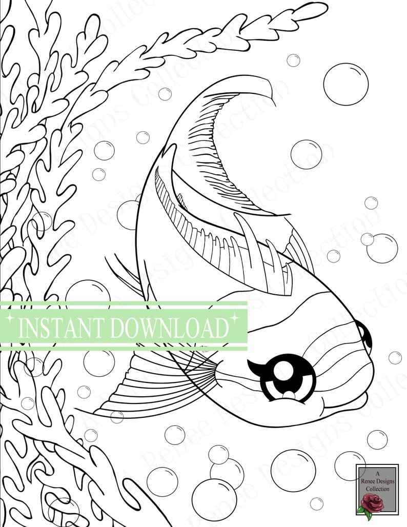 Fish Coloring Pages: Heniochus, Discus, Anthias (PDF Download) - Etsy ...