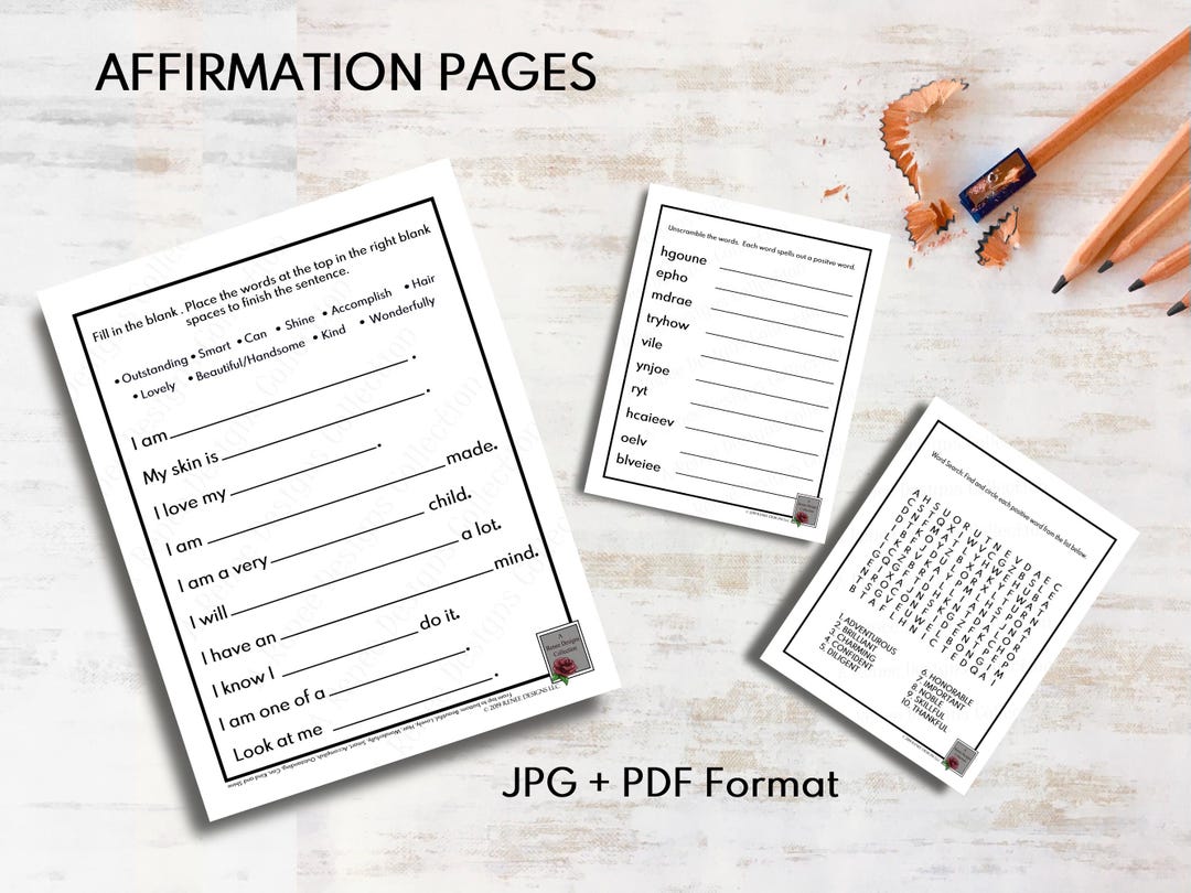 Affirmation Activities: Positive Words Unscramble & Word Search (PDF ...