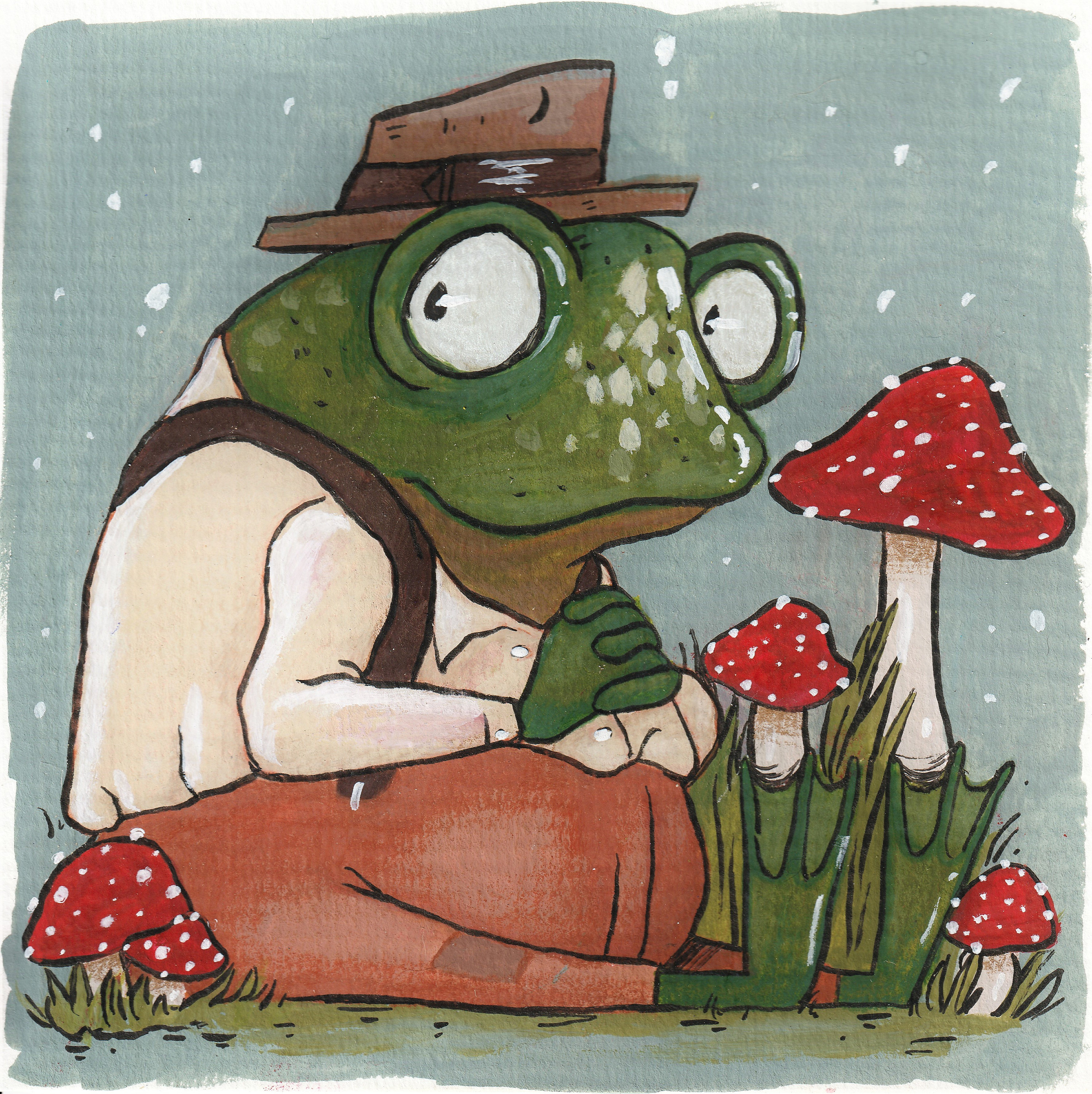 Mr. Frog Mixed Media Illustration | Etsy