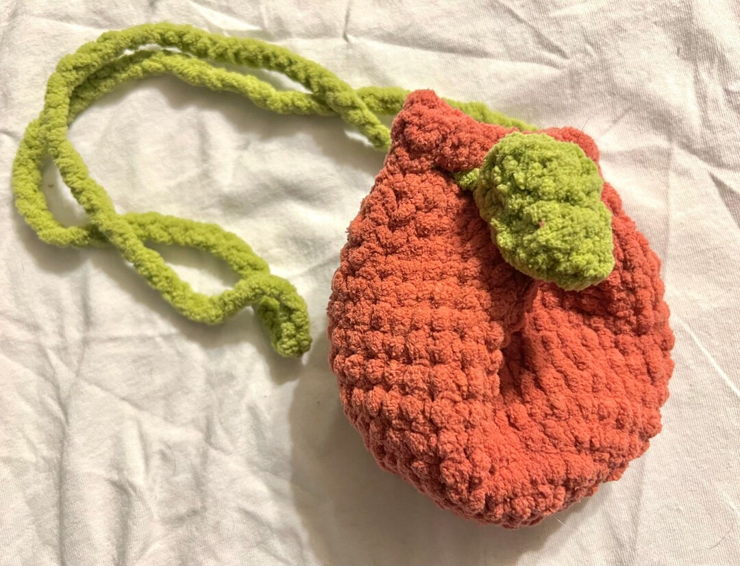 Crochet Fuzzy Fruit Pouch - Etsy