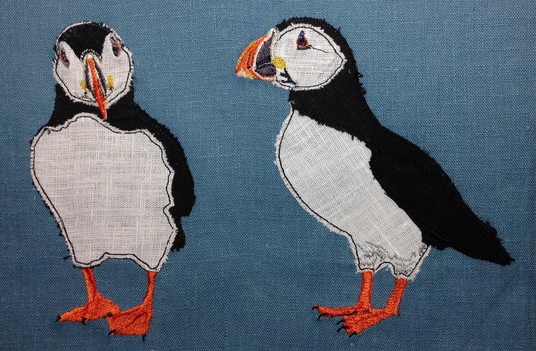 Raw Edge Applique Design 'puffins AND Puffin - Etsy UK
