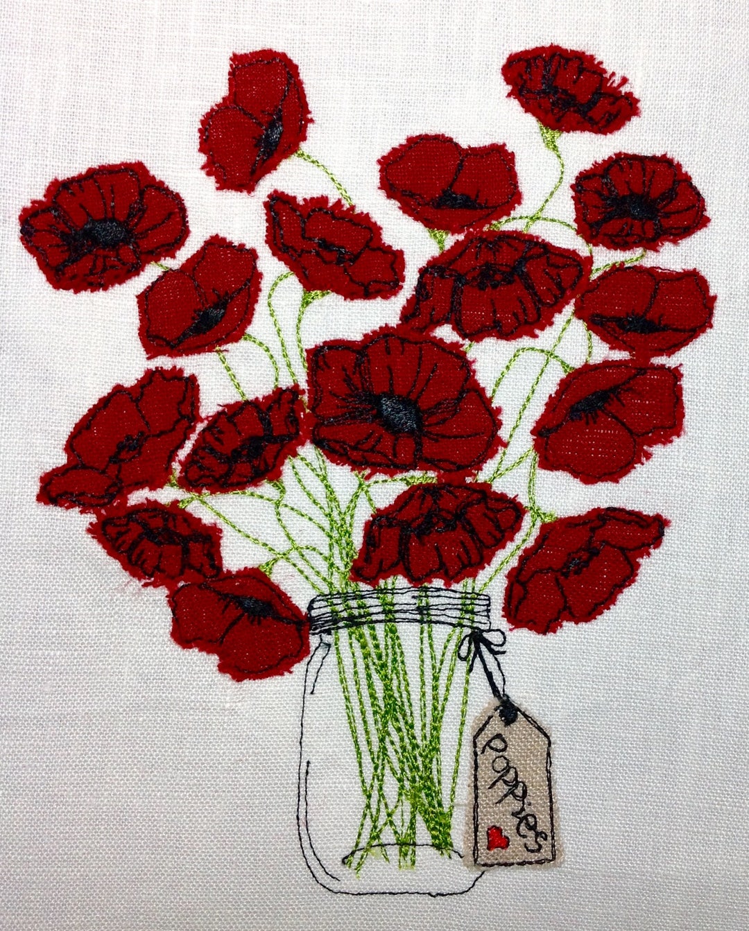 Raw Edge Applique Design 'poppy Love' - Etsy