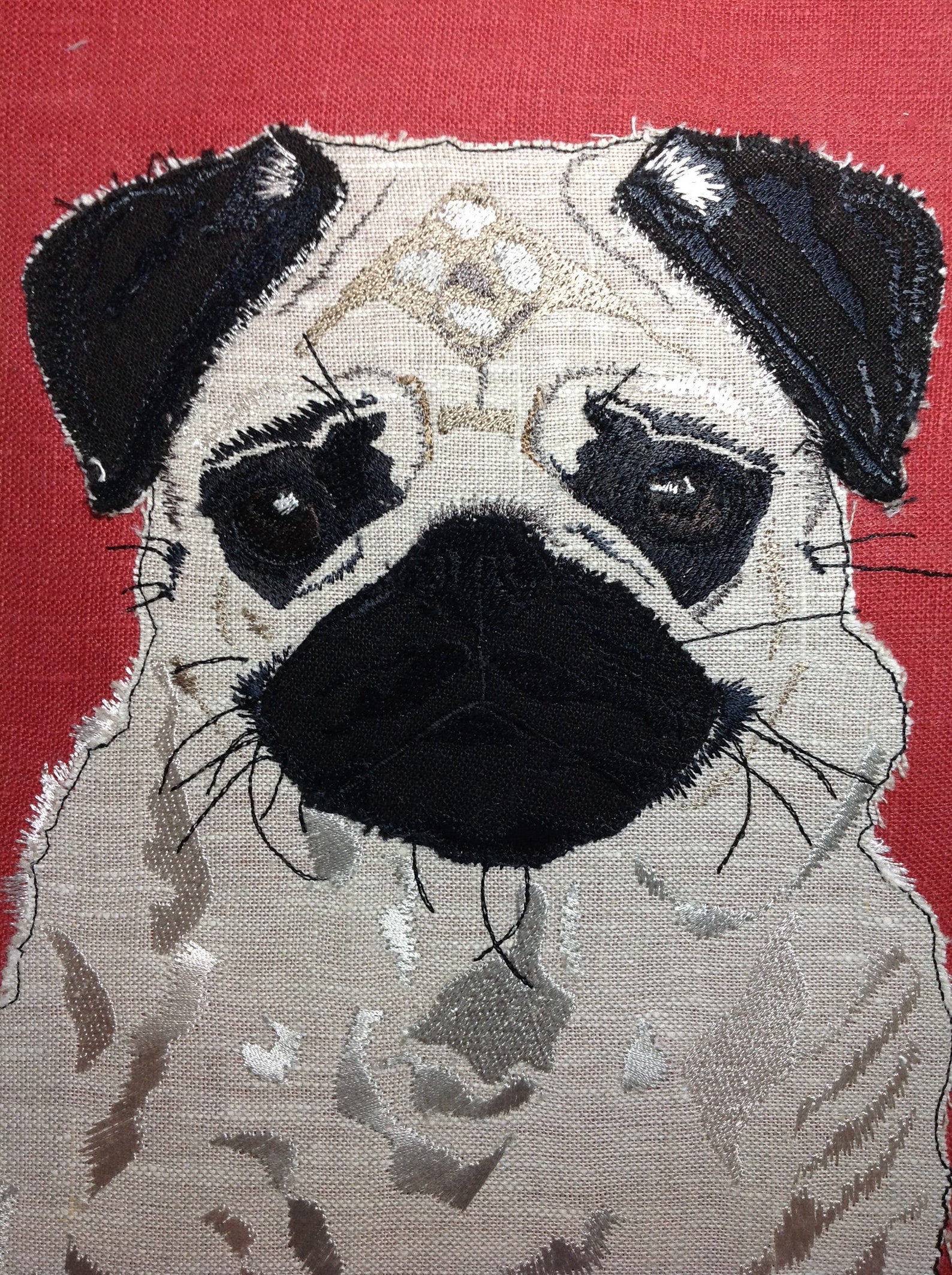 Raw Edge Applique 'daisy the Pug' - Etsy