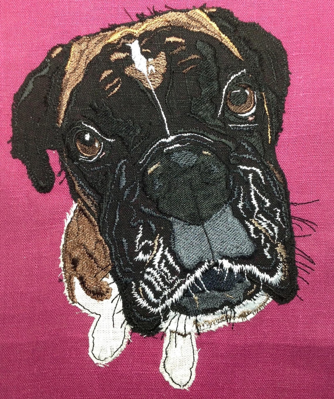 Raw Edge Applique 'NOODLE the Boxer' | Etsy