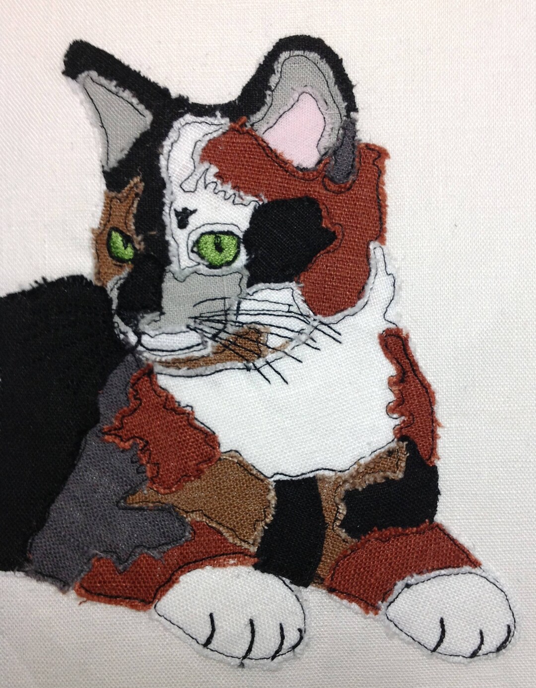 Raw Edge Applique Design 'calico Cat' - Etsy