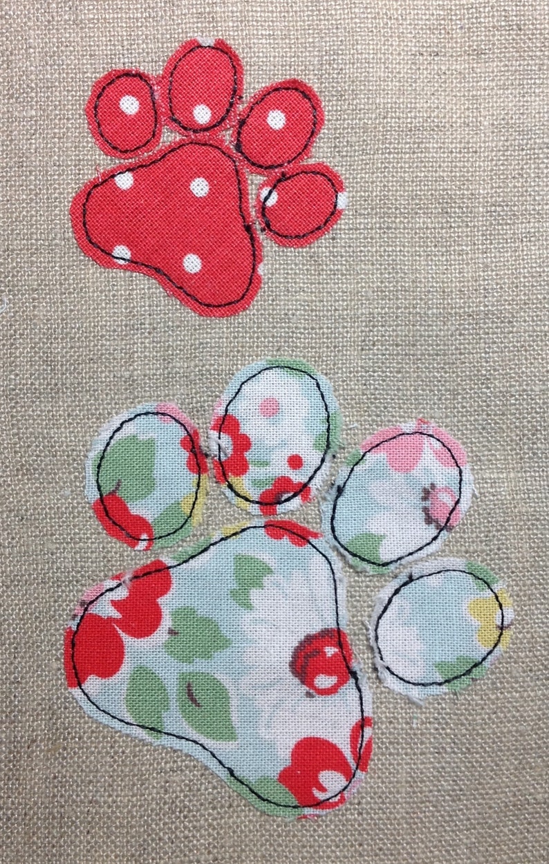 Raw Edge Applique Design 'dog Paw Prints' - Etsy