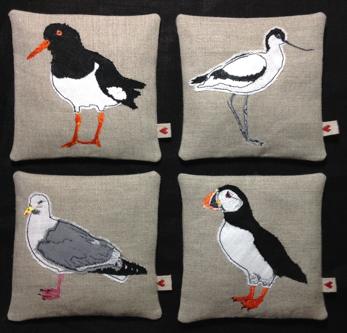 Raw Edge Applique Designs 'set of 4 Coastal Bird Lavender - Etsy