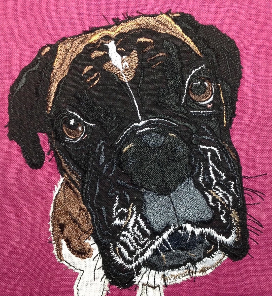 Raw Edge Applique 'NOODLE the Boxer' - Etsy