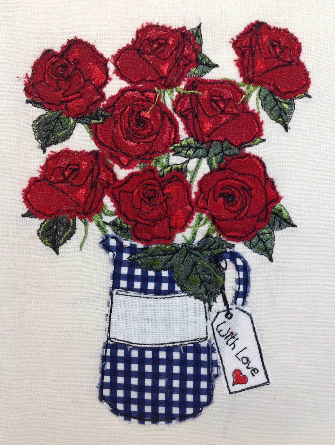 Raw Edge Applique Design 'roses Are Red' - Etsy