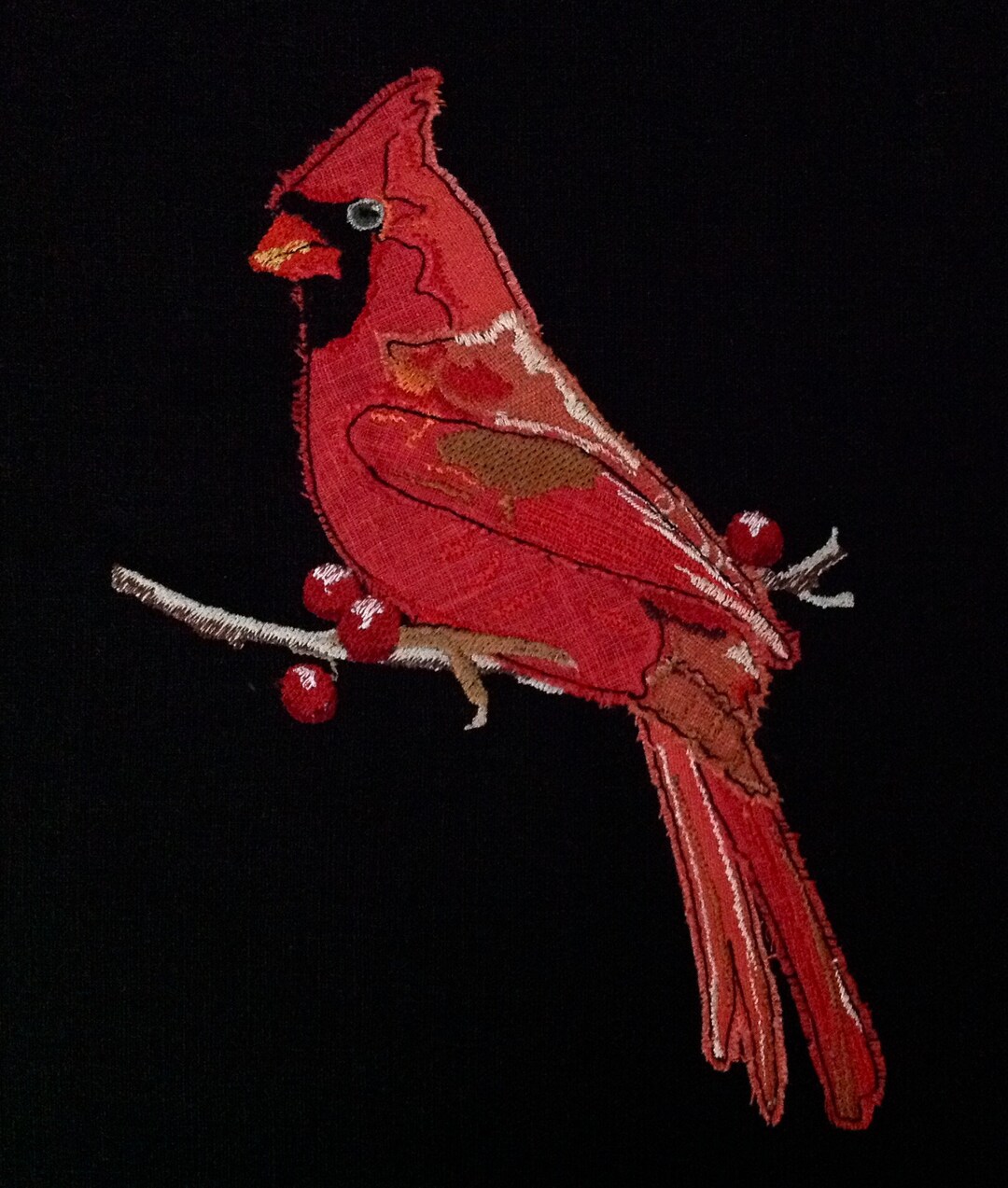Raw Edge Applique Design 'red Cardinal' - Etsy