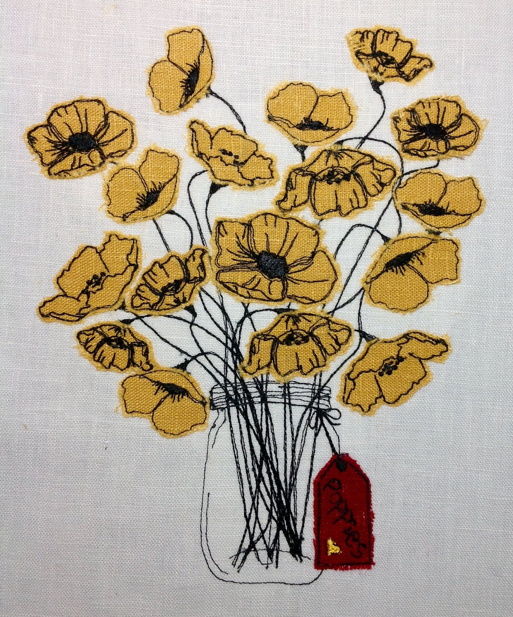 Raw Edge Applique Design 'poppy Love' - Etsy