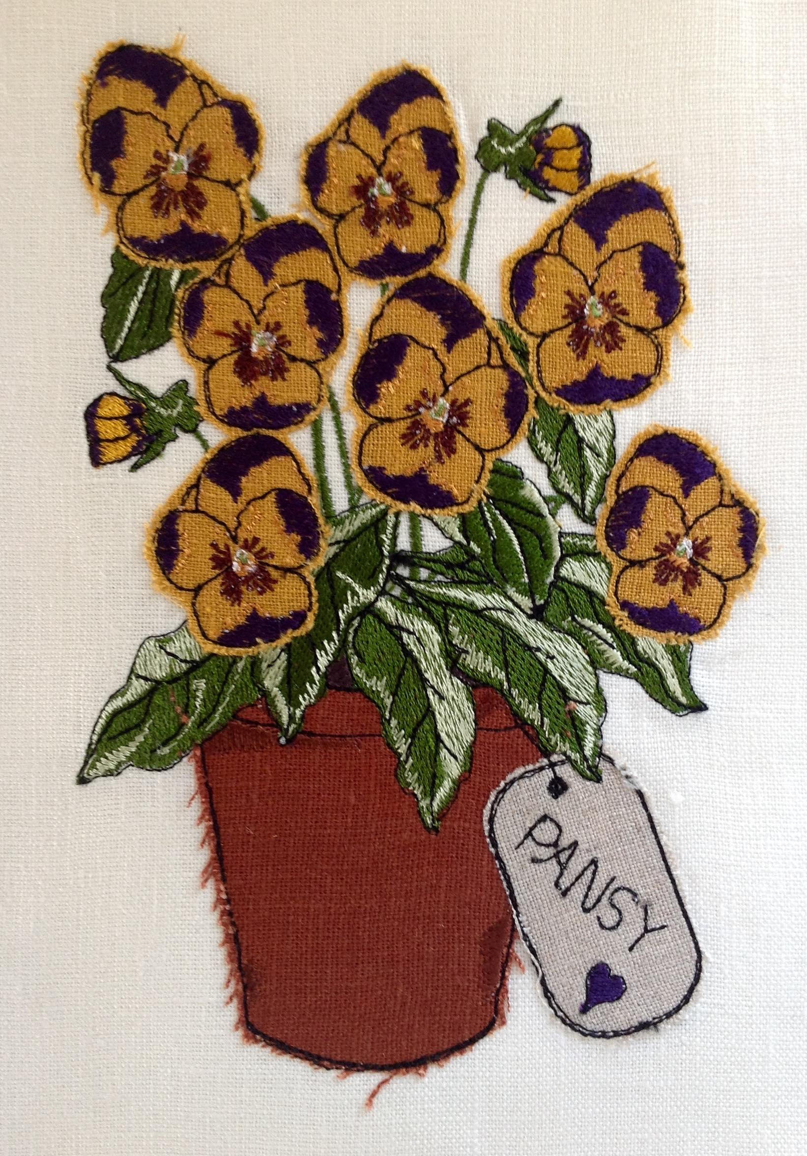 Raw Edge Applique Design 'PANSY POT' - Etsy