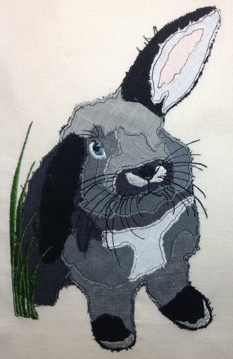Raw Edge Applique 'MOLLY the RABBIT Two Versions | Etsy UK