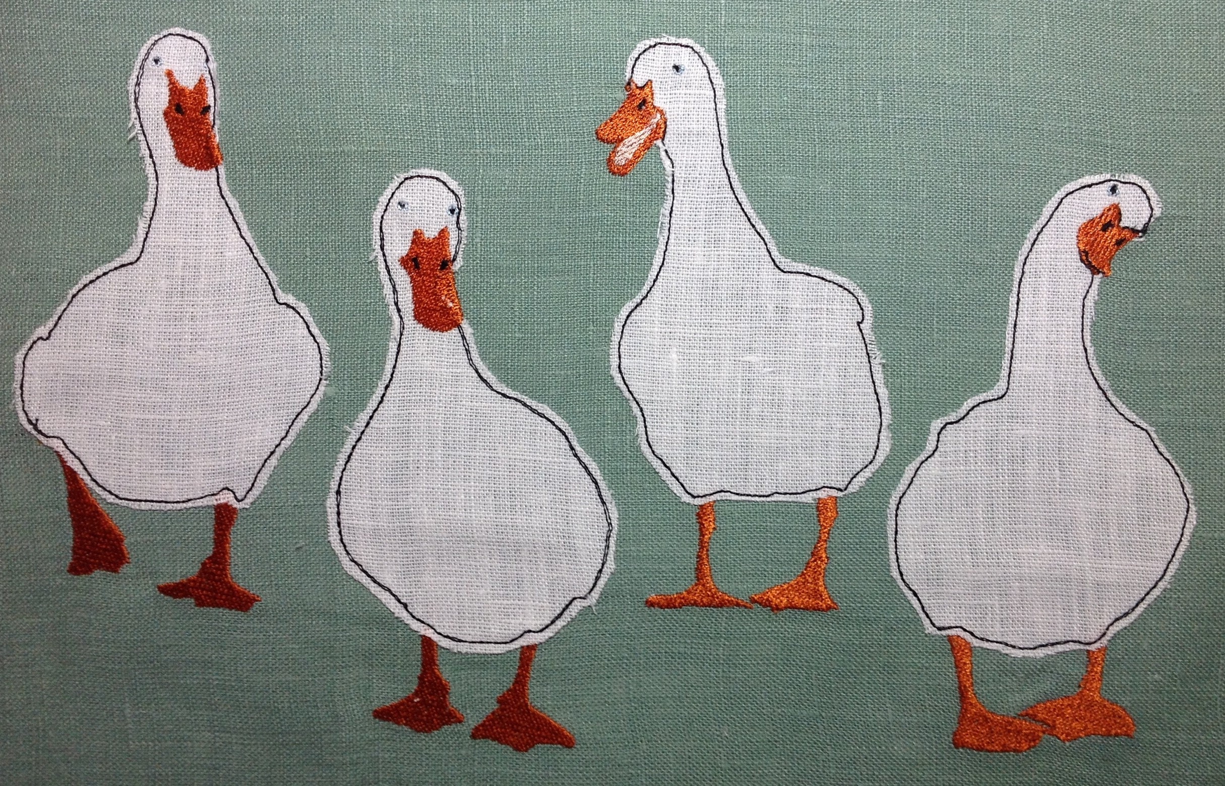 Raw Edge Applique Design 'White Ducks' | Etsy