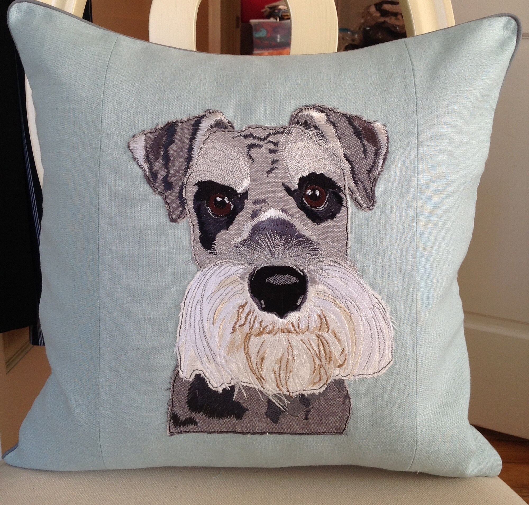 Raw Edge Applique 'POPPY the Schnauzer' - Etsy
