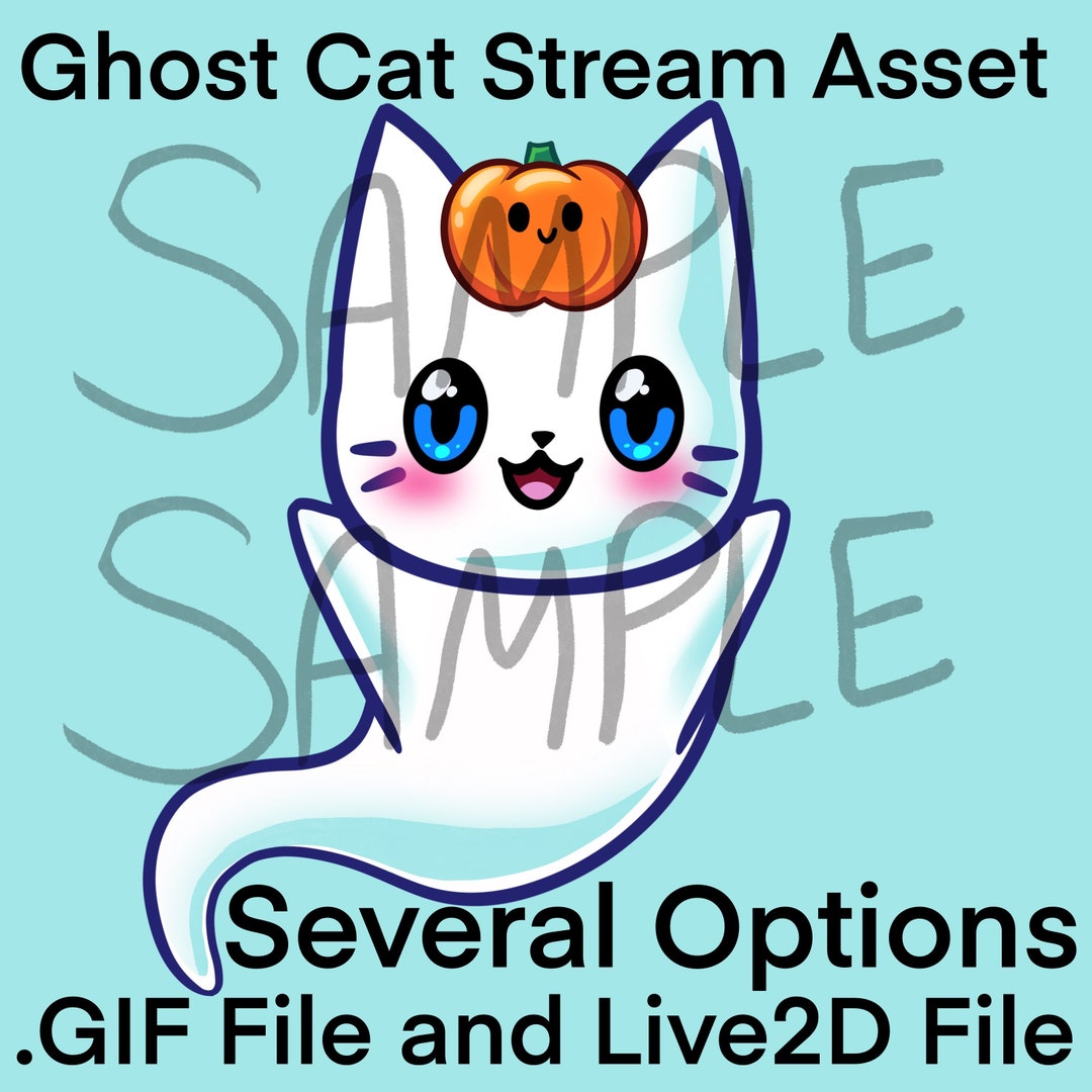 Friendly Ghost Cat | Halloween Asset | .gif File | Live2d Asset ...