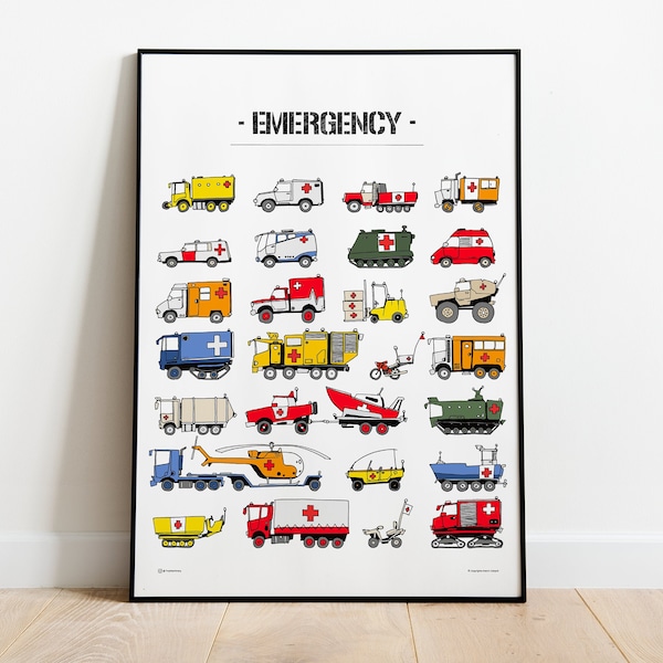 Emergency Vehicles Print Room Decor - Etsy