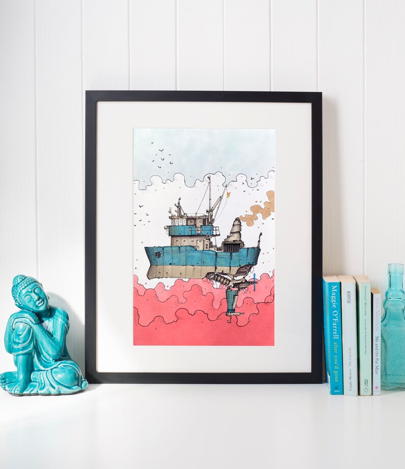 Ship Print Ships Posters Patrol Ship Dreamy Nautical Decor | Etsy