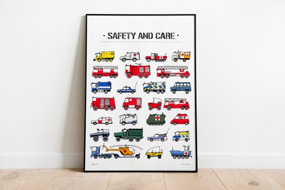 Rescue Team Poster Emergency Ambulance Police Kids Decor | Etsy