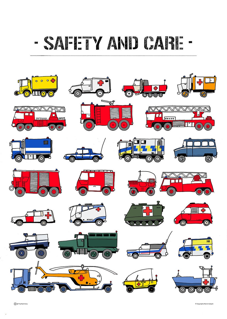 Rescue Team Poster Emergency Ambulance Police Kids Decor - Etsy