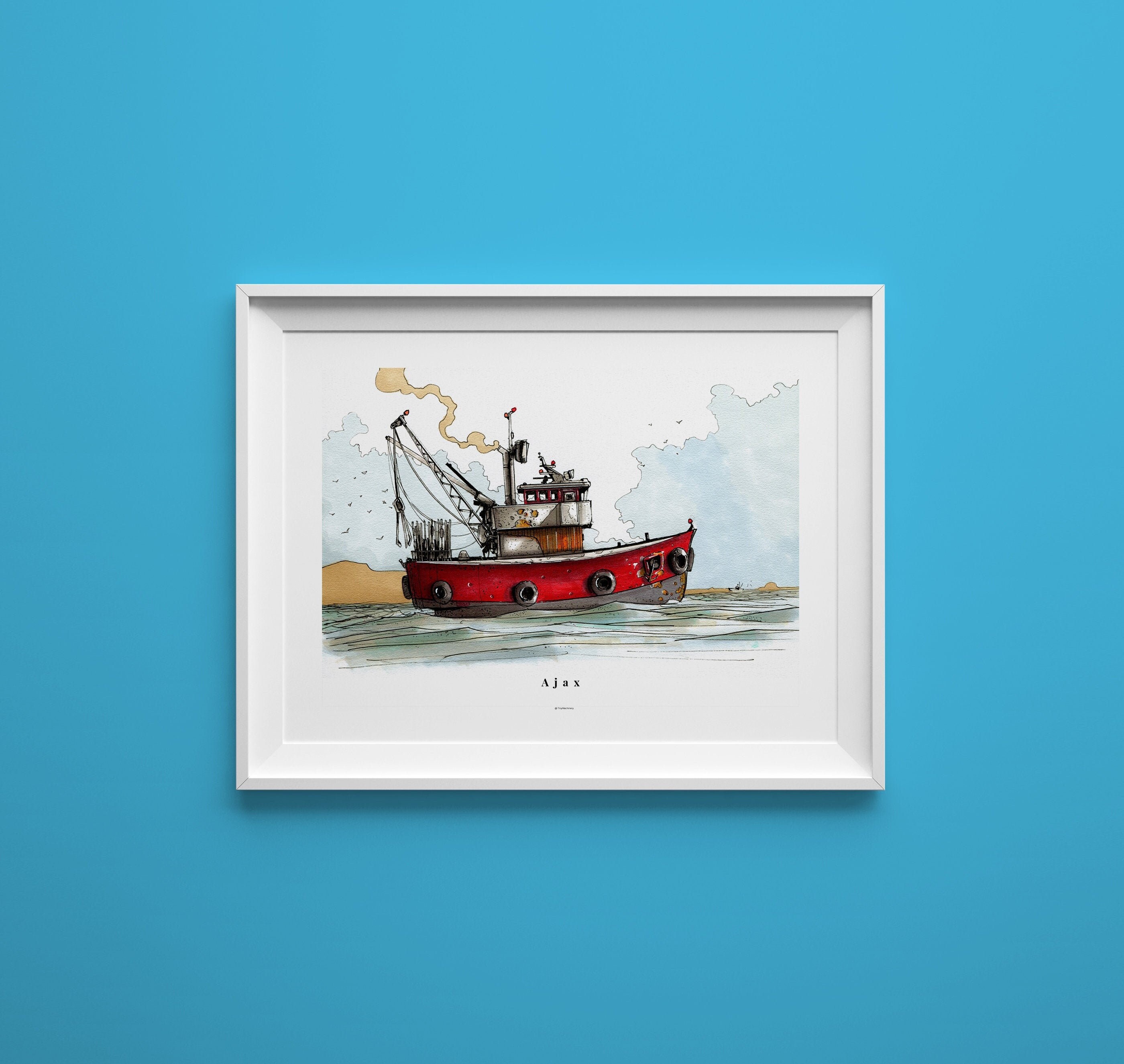 Fishing Boat Print Ships Poster Tugboat Boat Decor Wall - Etsy