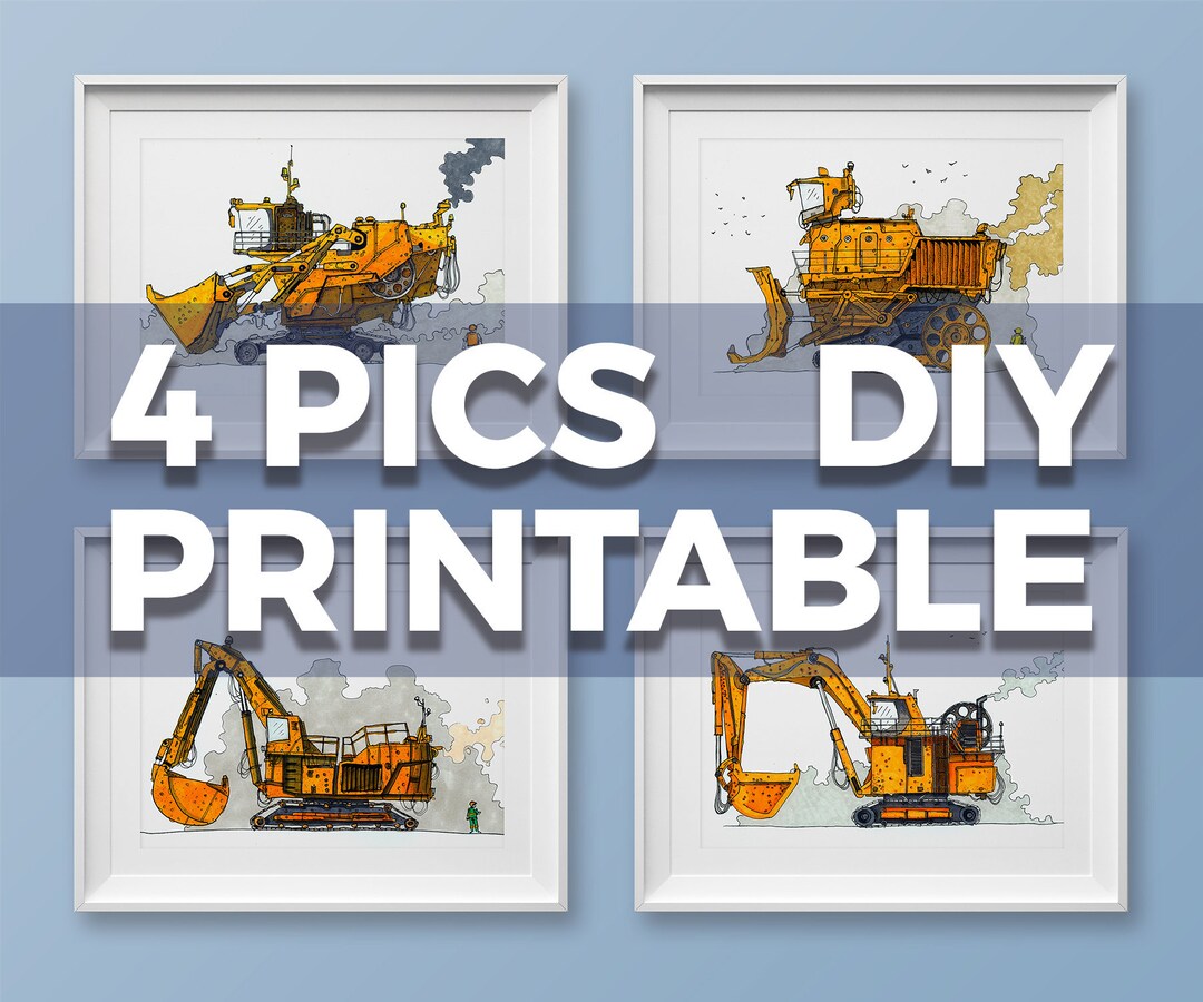 Excavator, DIY Print, Printable Kids Print, Printable Poster, Printable ...