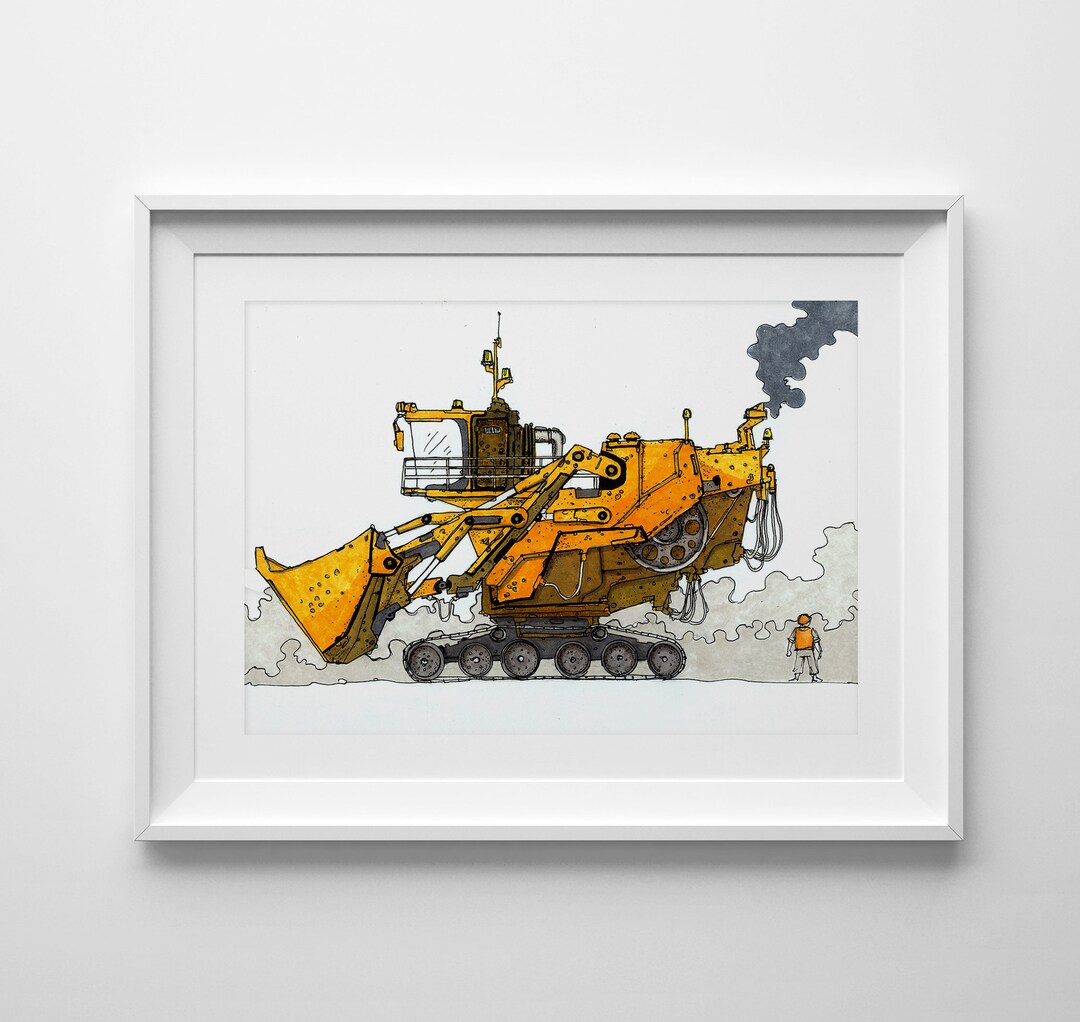 Construction Excavator Poster: Steampunk Kids Room Decor - Etsy
