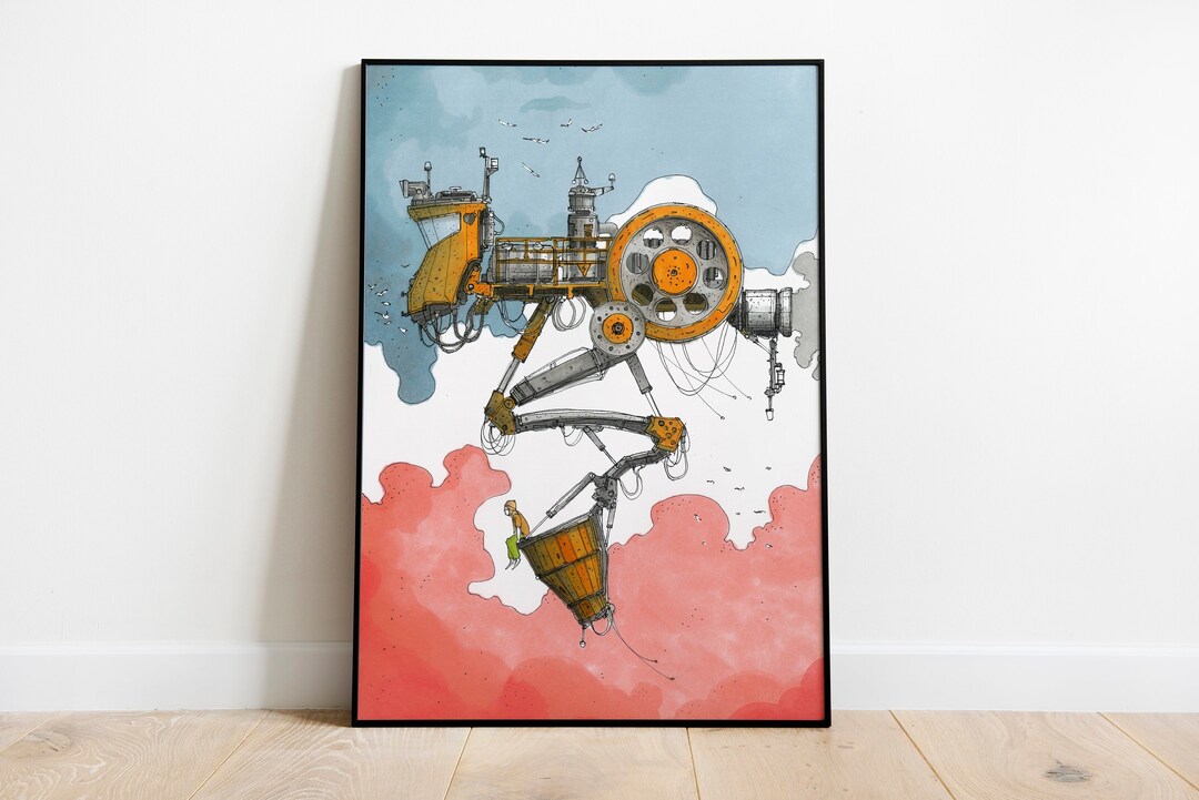 Steampunk Cloud Catcher Print: Boys Room Decor (50x70cm) - Etsy