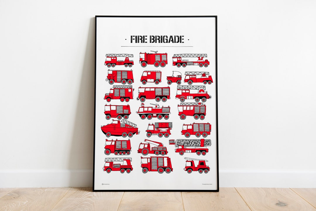 Red Fire Brigade Team! This Poster is Big and Red! Its Great Wall Decor ...