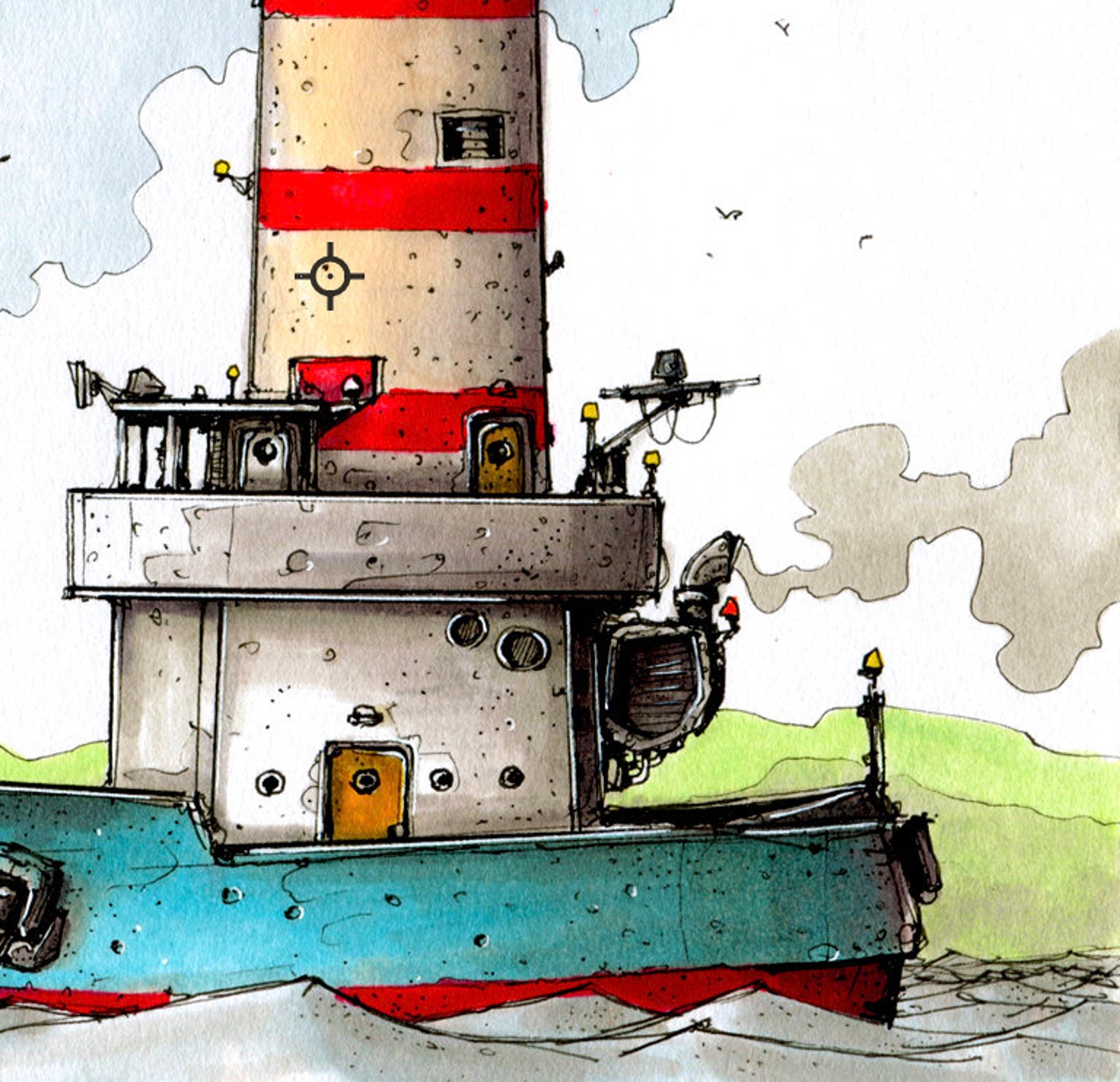 Lighthouse Print Lighthouse Poster Tugboat Boat Decor Wall - Etsy