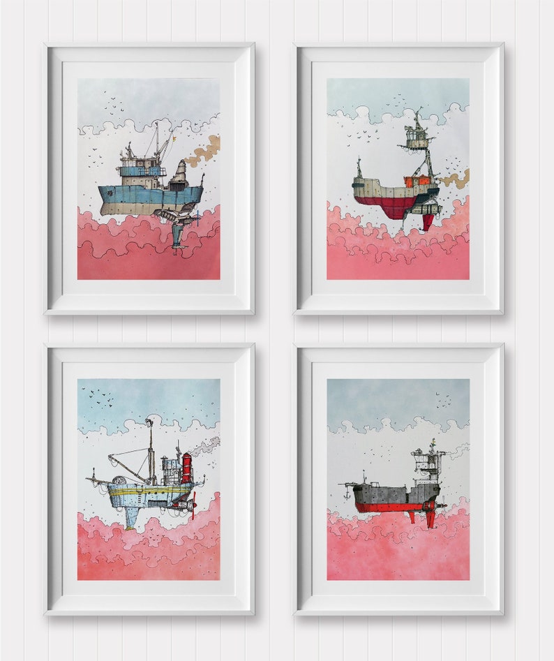 Ship Print Ships Posters Patrol Ship Dreamy Nautical Decor | Etsy