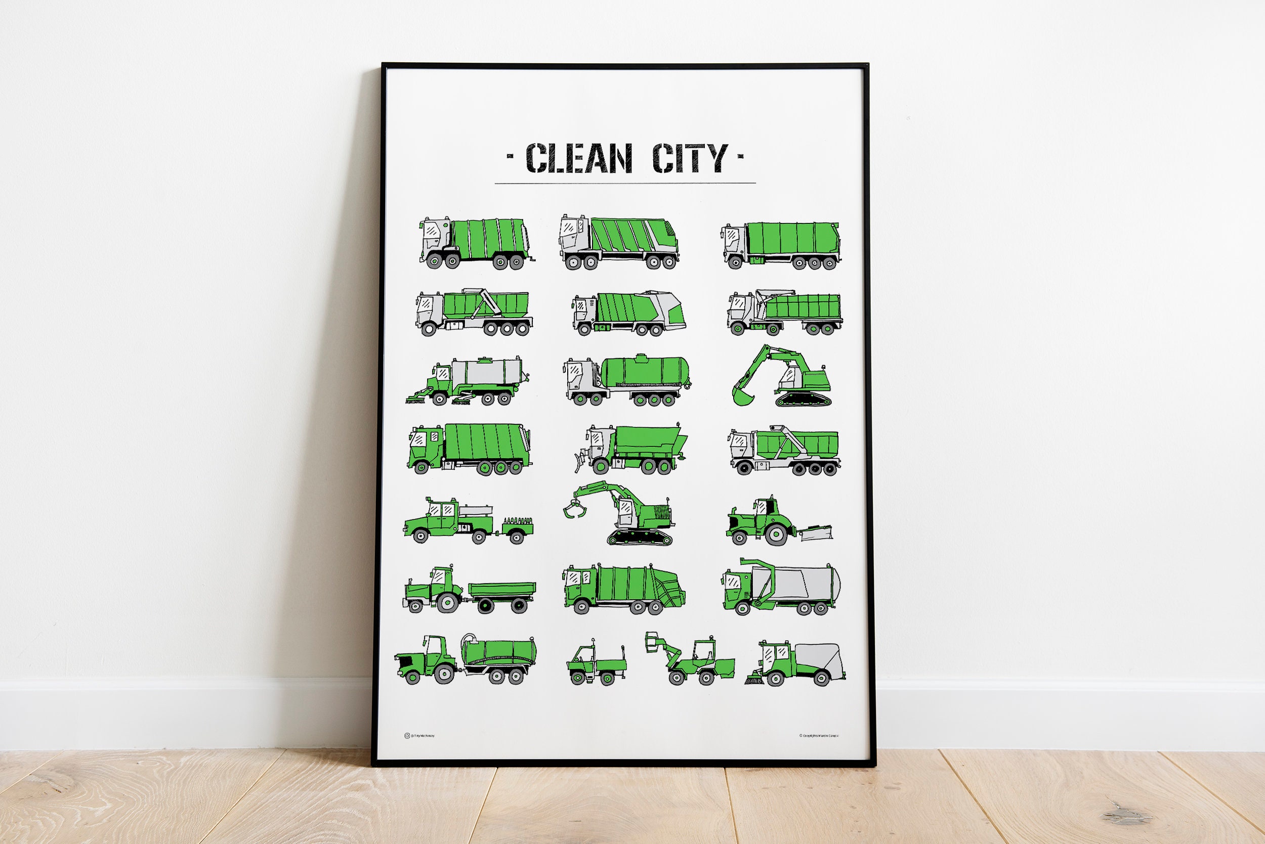 Eco Poster Green Poster Garbage Truck Eco Excavators | Etsy