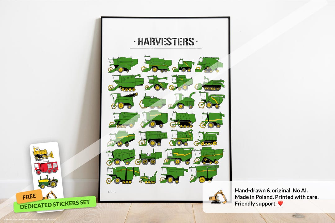 John Deere Combine Poster: Farm Decor for Kids - Etsy