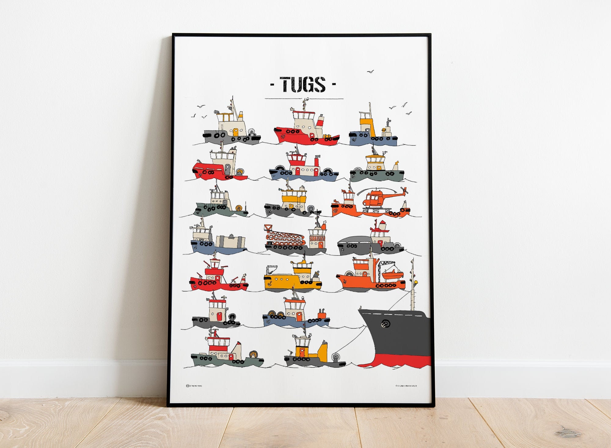 Tugboat Color Print: Nautical Nursery Art, Machine Fans (19 3/4 X 27 1/ ...