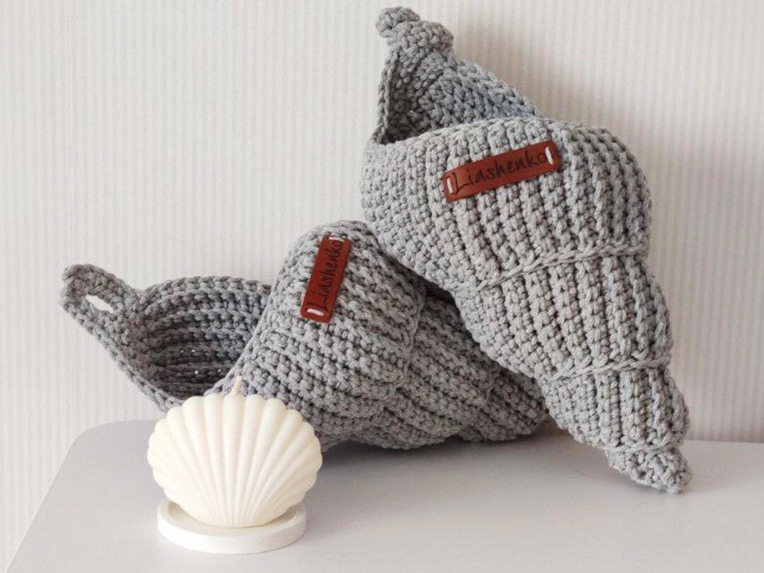 Spiral Shell Crochet Basket, Makeup Organizer, Bathroom Organizer ...