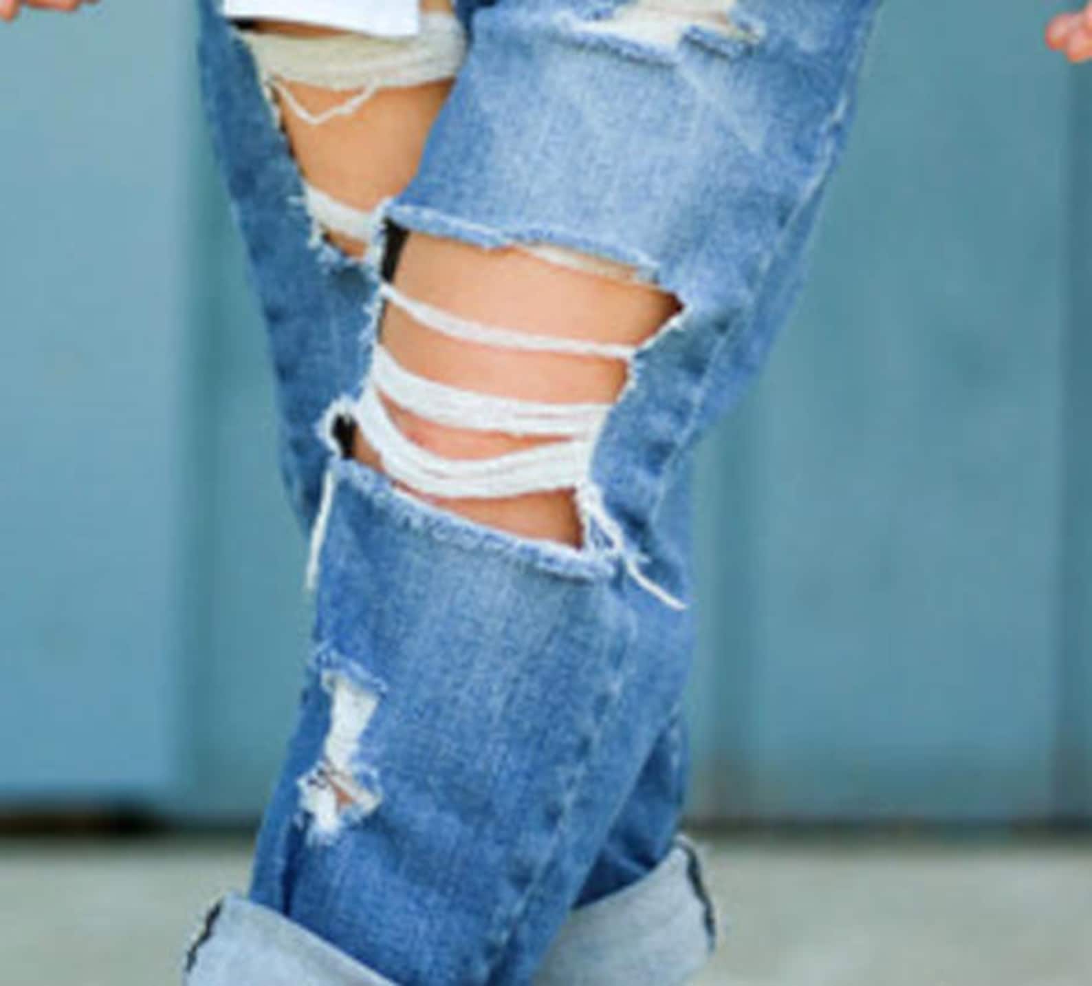 Holy Jeans (distressed With Large Holes) - Etsy