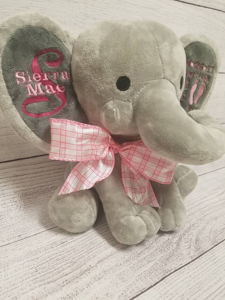 Embroidered Birth Announcement Elephant Personalized | Etsy