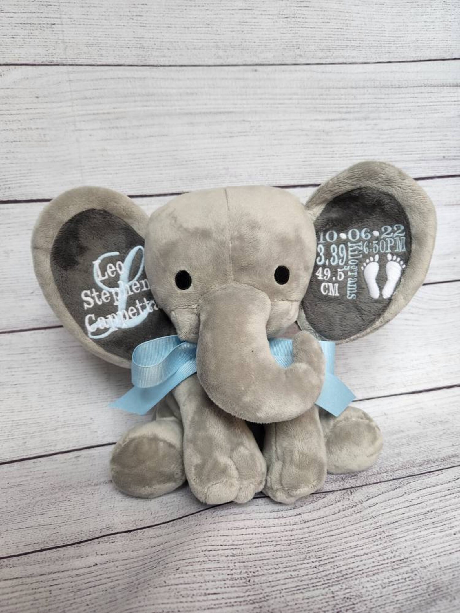 Embroidered Birth Announcement Elephant Personalized - Etsy