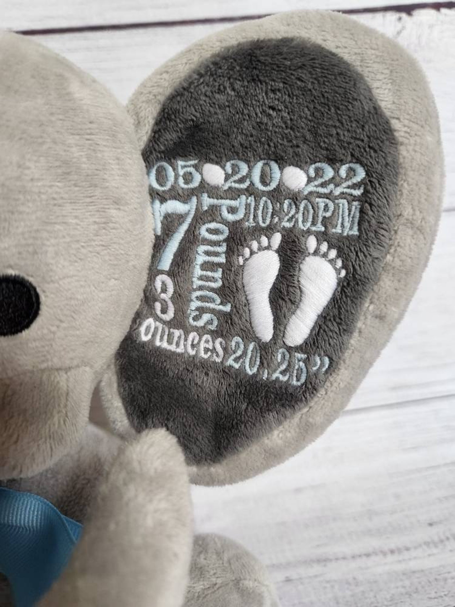 Embroidered Birth Announcement Elephant Personalized - Etsy