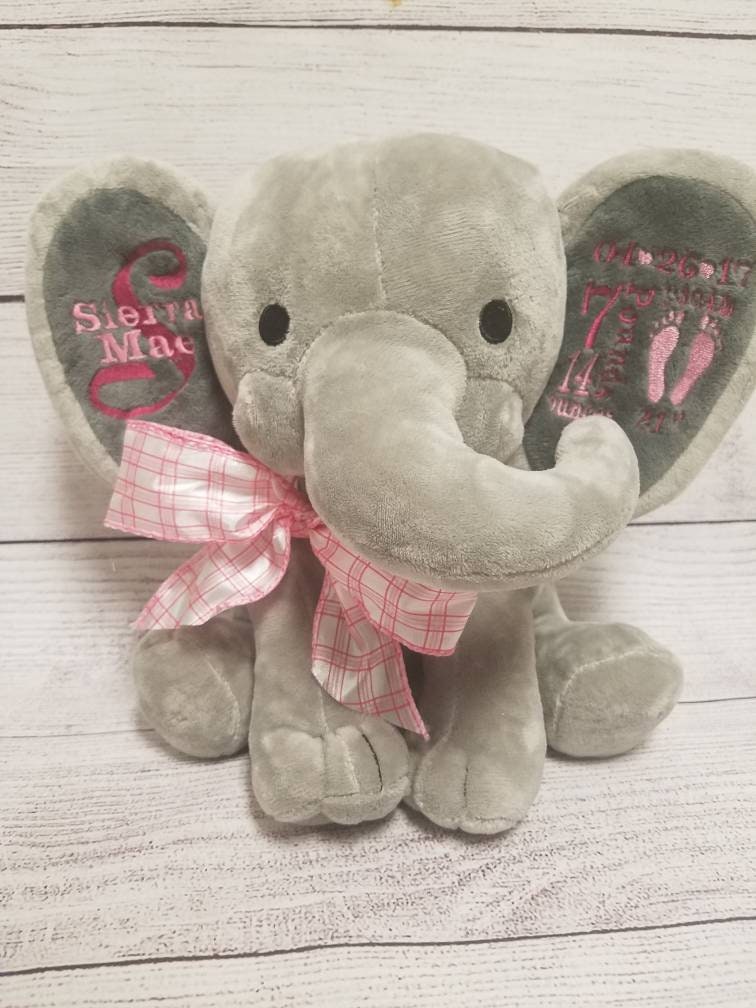 Embroidered Birth Announcement Elephant Personalized | Etsy
